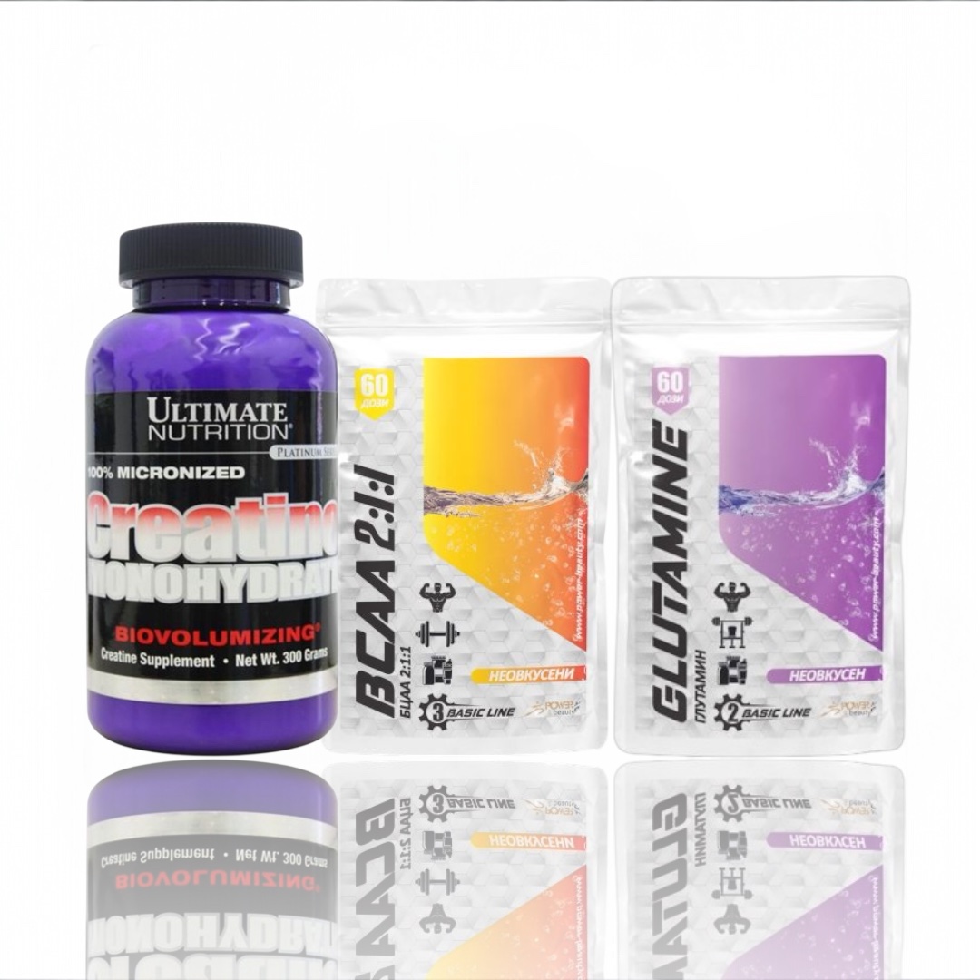СТАК! Ultimate Nutrition Creatine 300g / P&B Labs BCAA 300g / P&B Labs ...